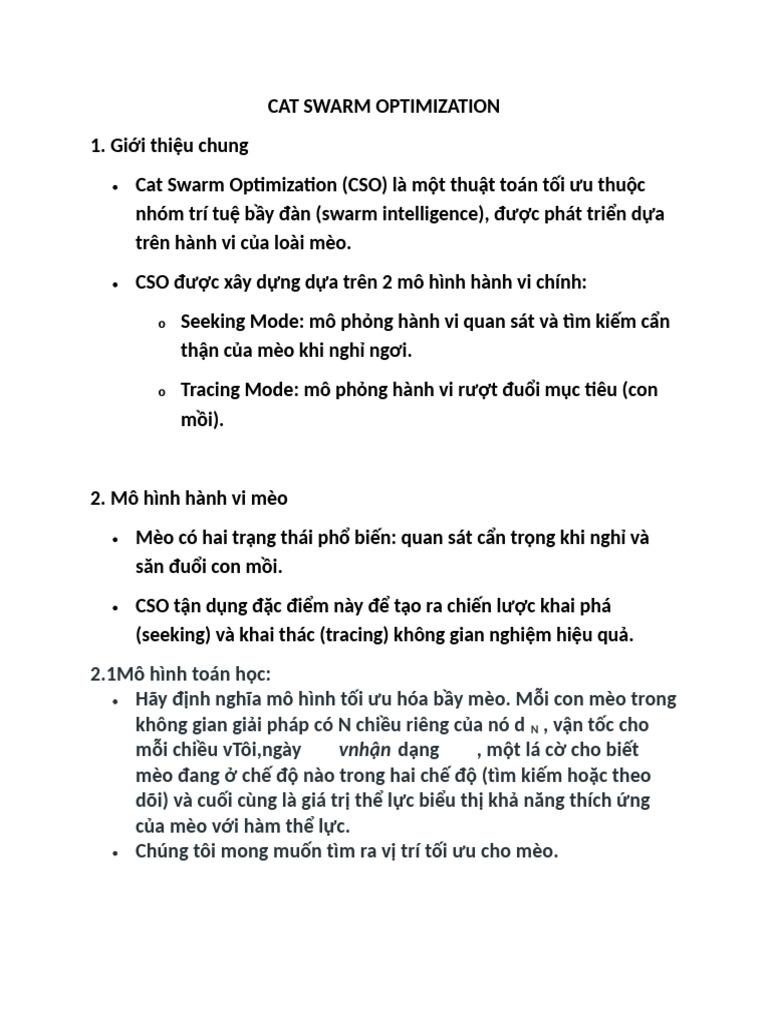 Cat Swarm Optimization | PDF