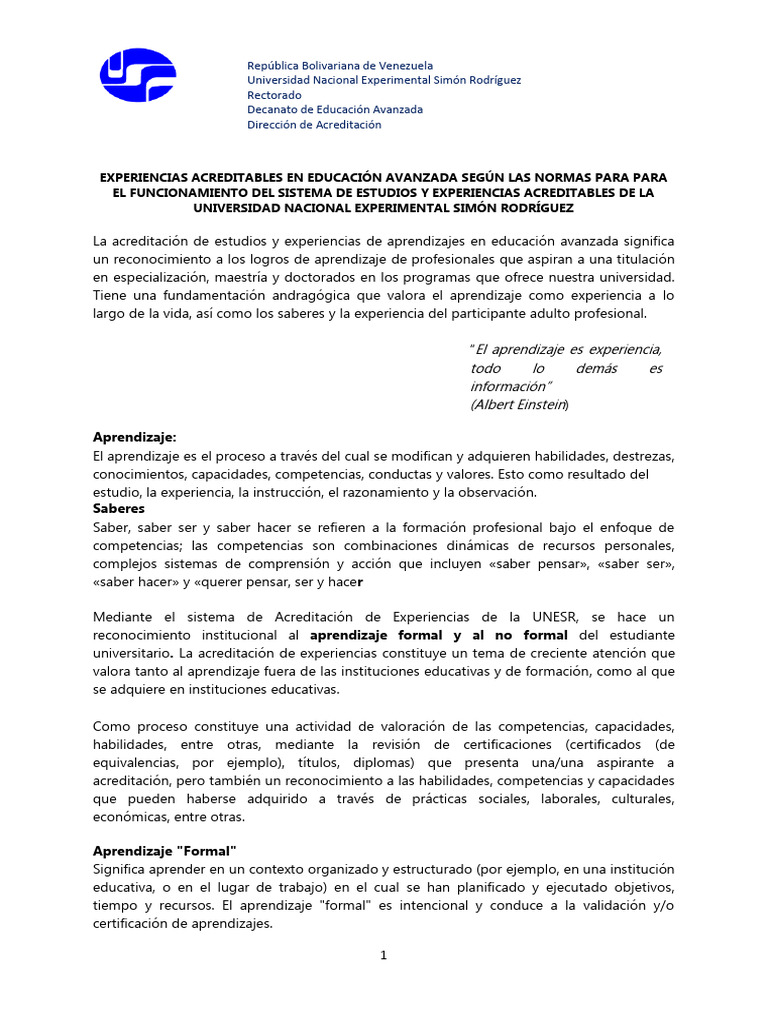 Experiencias Acreditables | PDF | Aprendizaje | Cognición