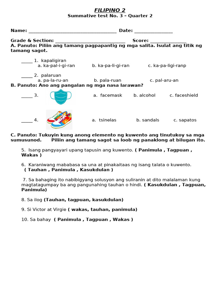 FILIPINO Summative No3 Q2 | PDF