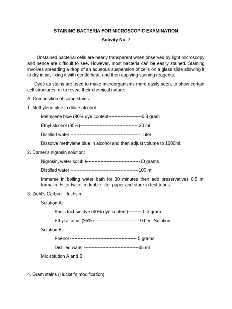 Gram Staining Worksheet | PDF | Staining | Microscopy