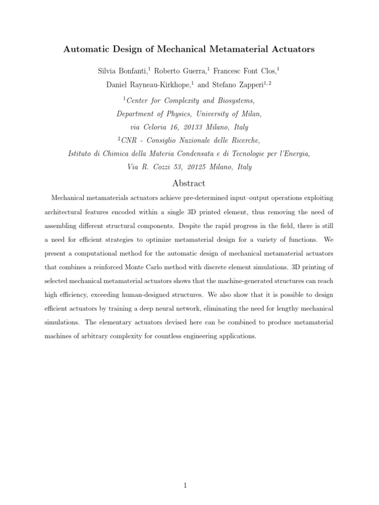 Automatic Design of Metamaterial Actuators | PDF | Finite Element ...