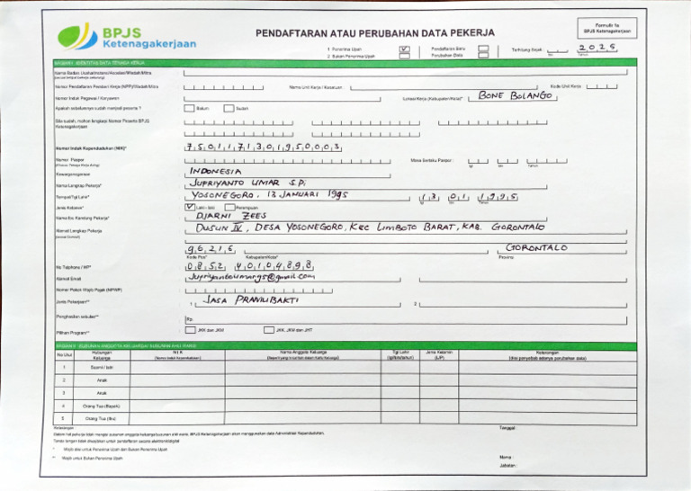 Form Bpjs Ketenagakerjaan Jufriyanto Umar Dinas Kelautan Dan Perikanan ...