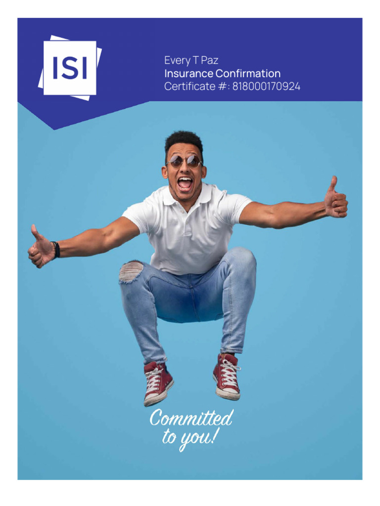 ISI Protect Insurance Confirmation | PDF | Visa Inc. | Substance Abuse