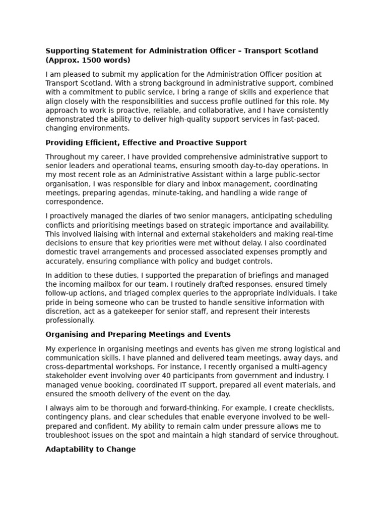 Application for Administration Officer Role | PDF | Collaboration ...