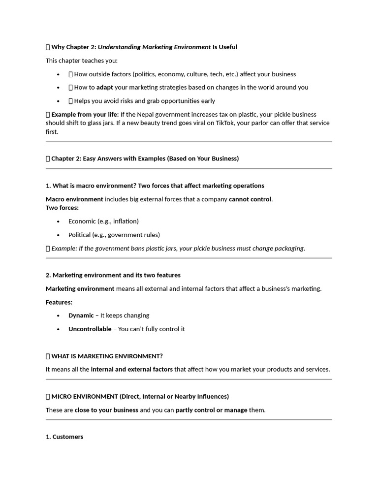 Chapter 2 - Understanding Marketing Environment | PDF | Economics ...