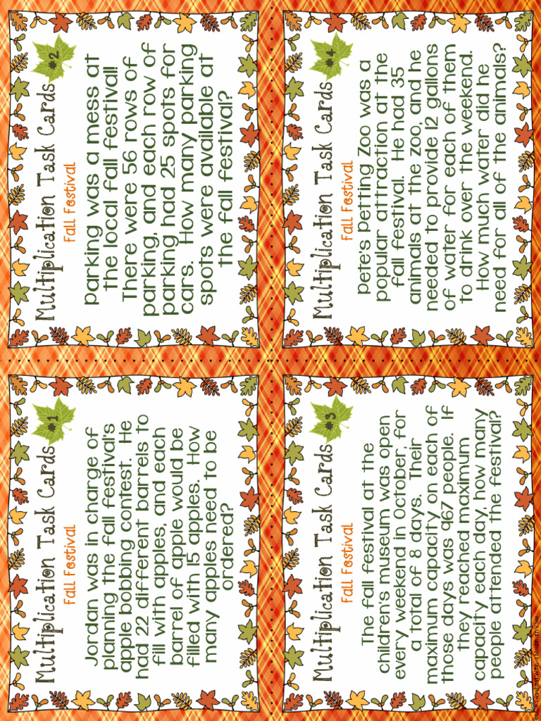 Multi+Digit+Multiplication+Fall+Halloween+Task+Cards+1 12 7 | PDF