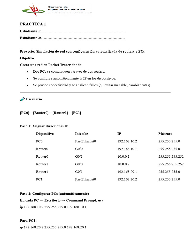 Practica 01 TCP 2025 | PDF | Interfaz de línea de comando | Enrutador (Computación)