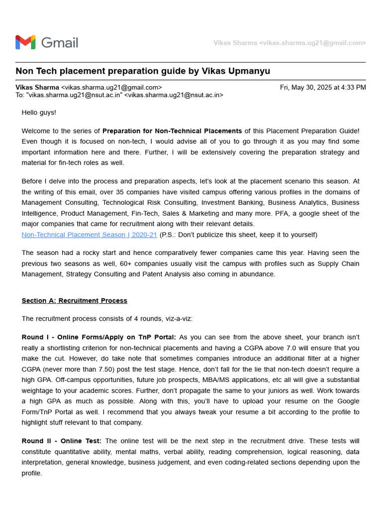 Non-Tech Placement Prep Guide | PDF | Reading Comprehension | Knowledge