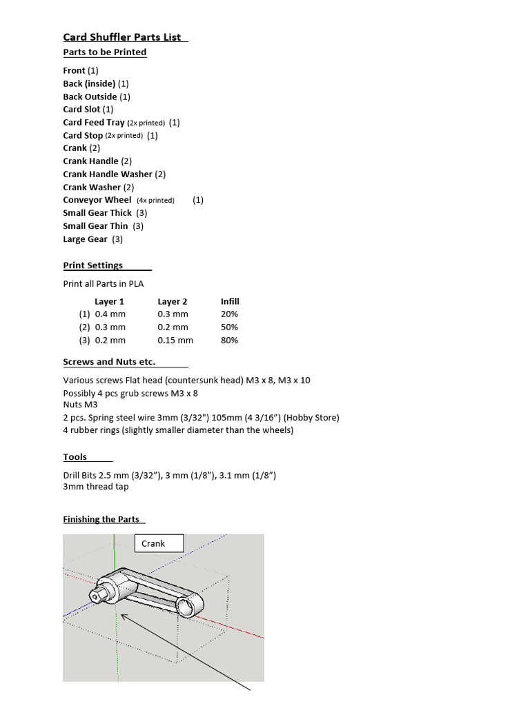 Card Shuffler Parts and Print Guide | PDF