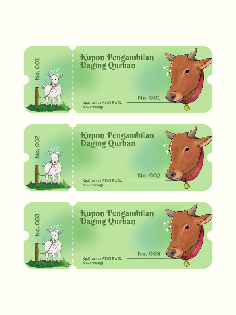 Kupon Pengambilan Daging Qurban | PDF