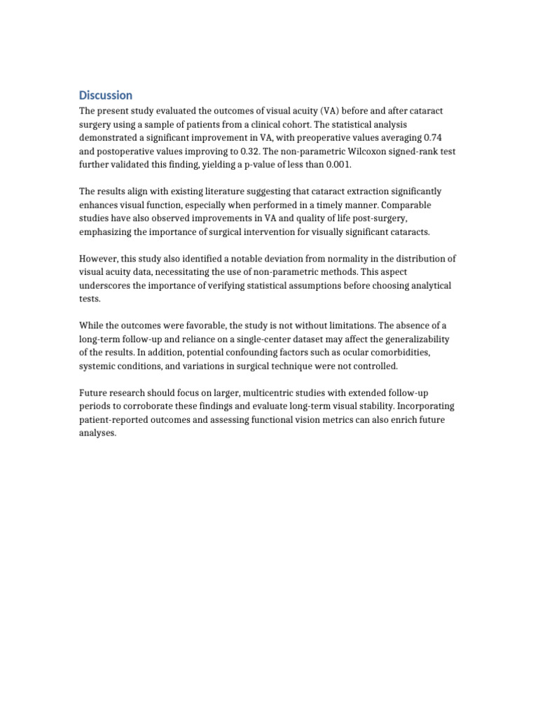 Discussion Cataract Visual Outcomes | PDF