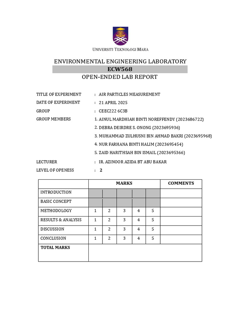 Air Particles Measurement Lab Report | PDF