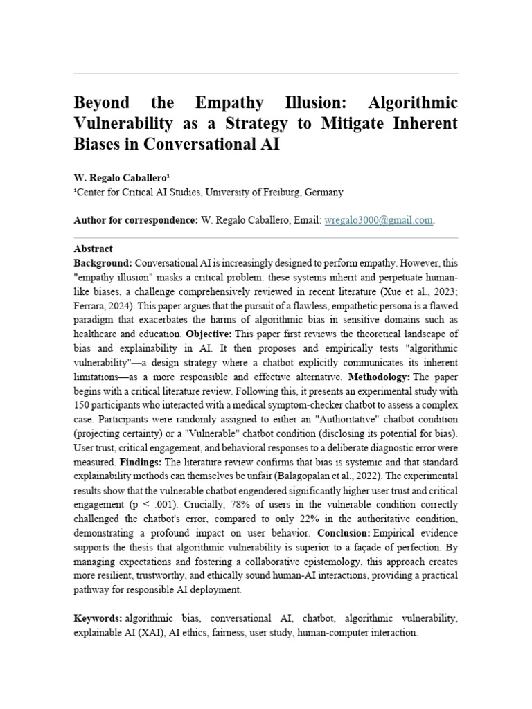 Algorithmic Vulnerability As A Strategy To Mitigate Inherent Biases in Conversational AI | PDF ...