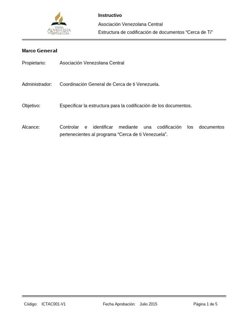 ICTAC001-V1 - Estructura de Codificacion de Documentos.V3 | PDF