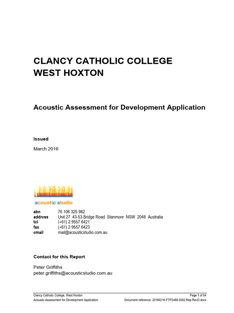 Acoustic Report | PDF | Noise | Sound