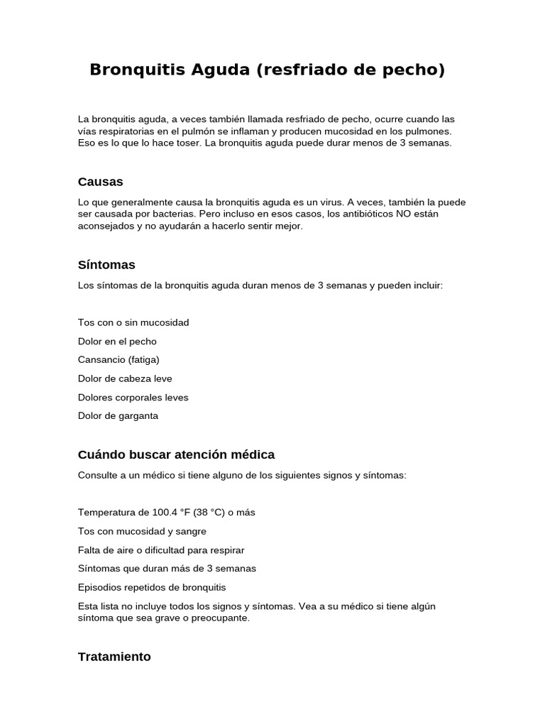 Bronquitis Aguda | PDF