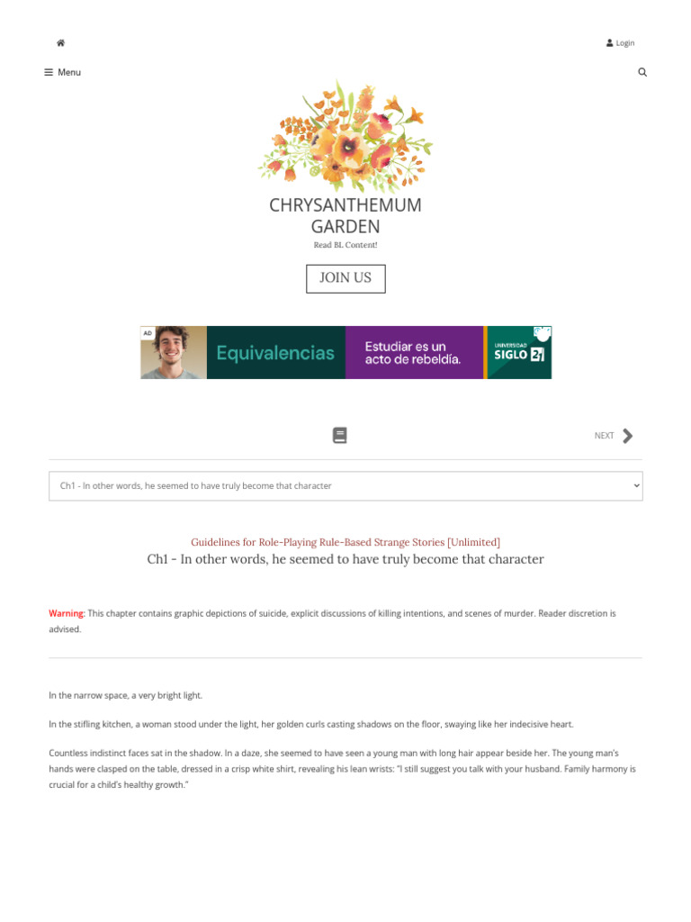 GRR Ch1 - in Other Words, He Seemed To Have Truly Become That Character - Chrysanthemum Garden | PDF