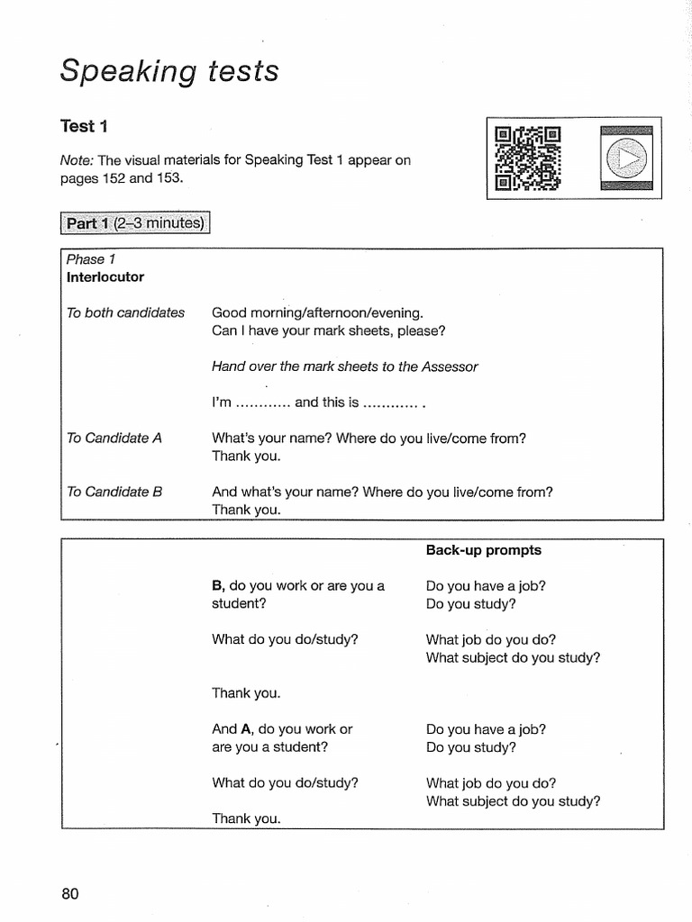 Speaking Test 1 | PDF