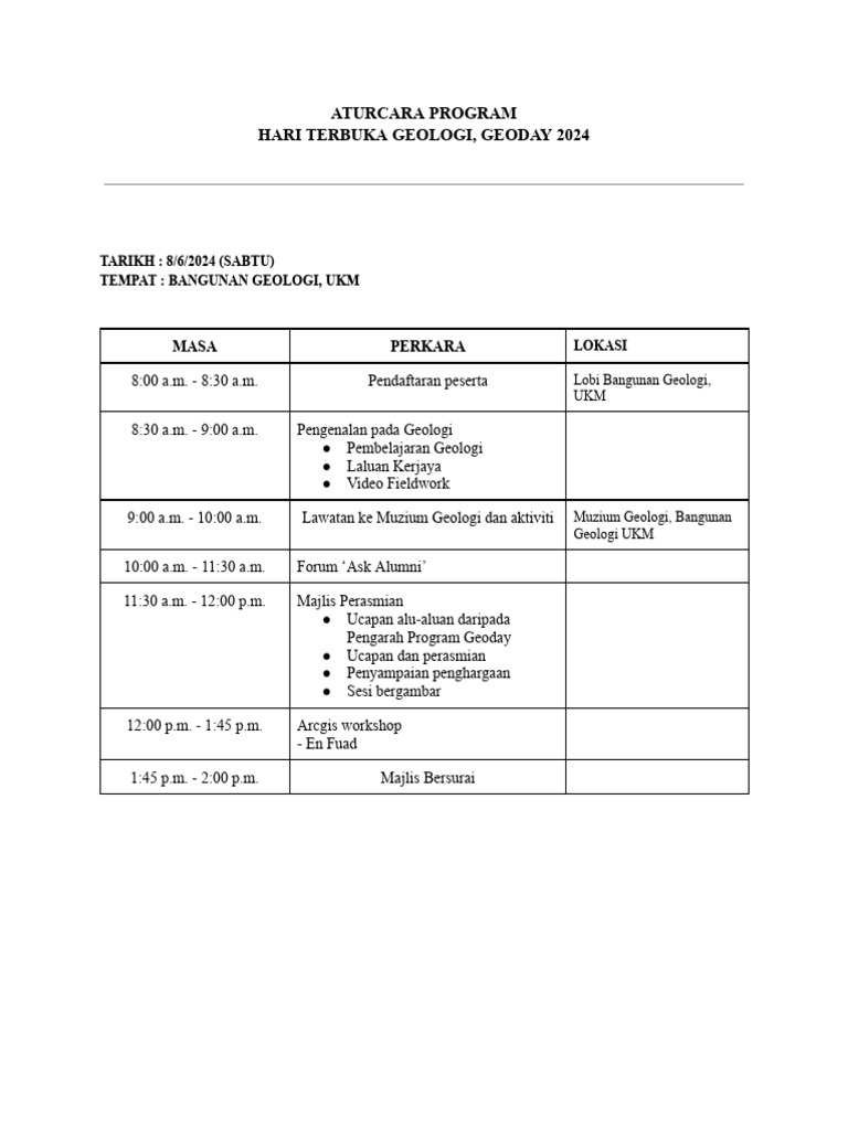 Tentatif Geoday | PDF