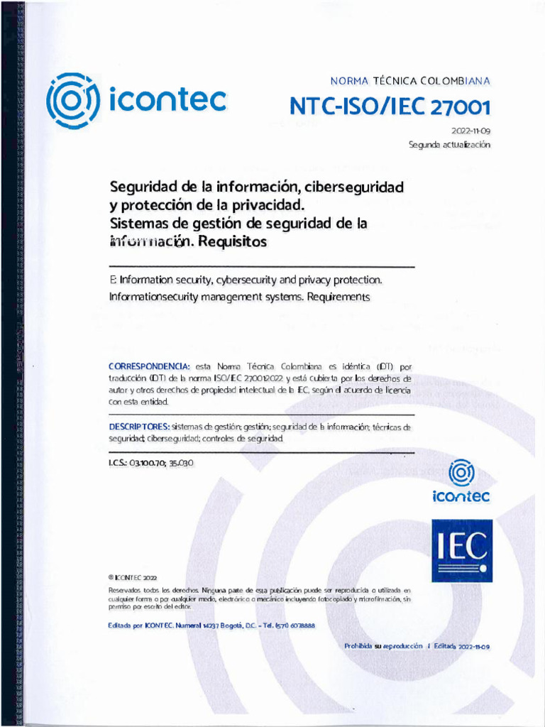 Norma ISO IEC 27001 2022 | PDF | Privacidad de la información | Gestión ...