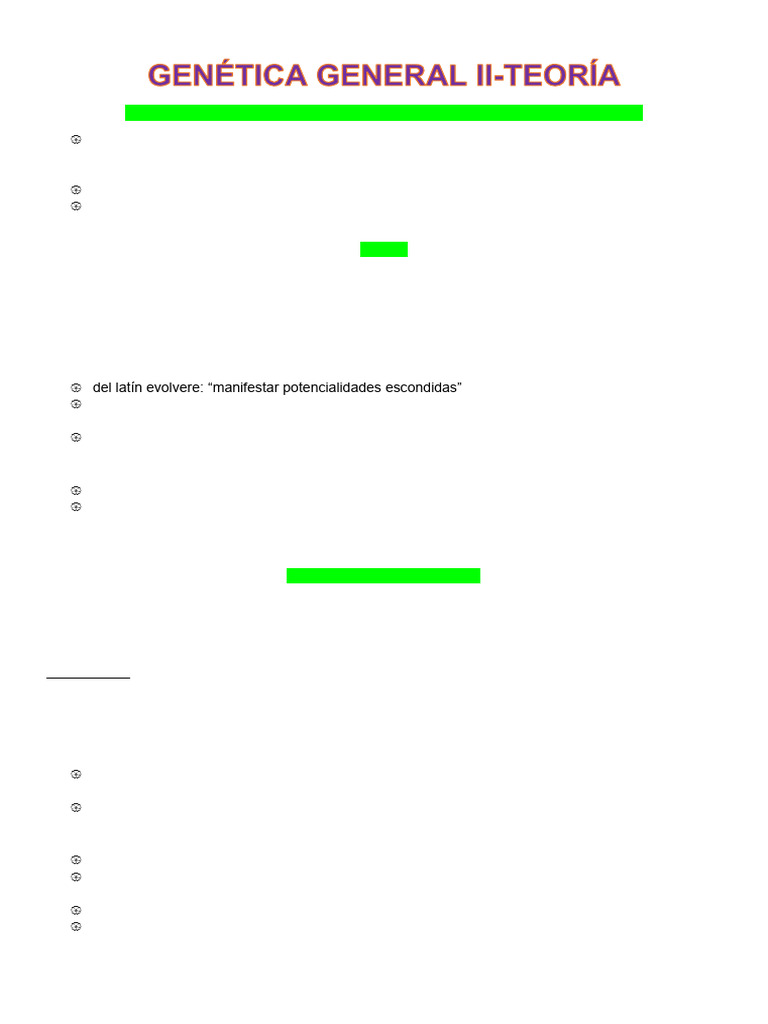 GENÉTICA GENERAL II-Teoría | PDF | Evolución | Cigosidad
