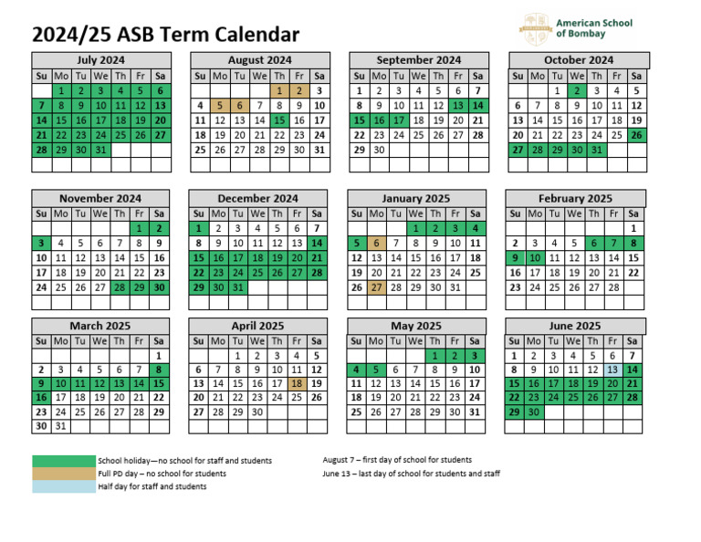 ASB 20242025 Term Calendar | PDF