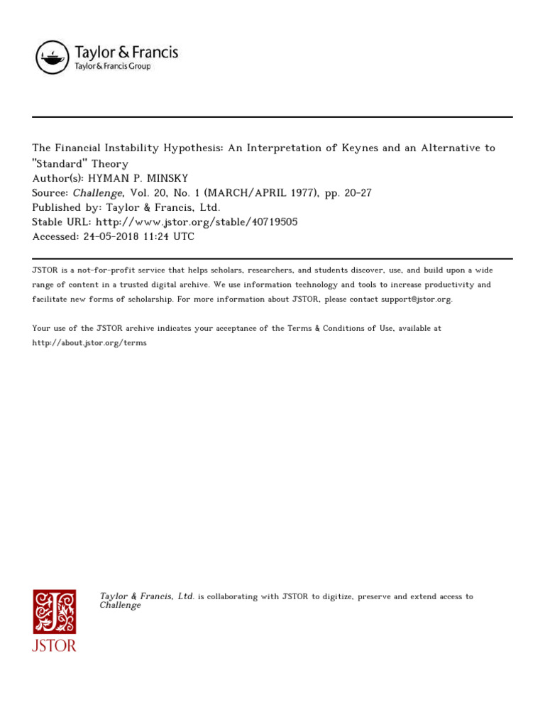 Financial Instability Hypothesis Explained | PDF | John Maynard Keynes ...