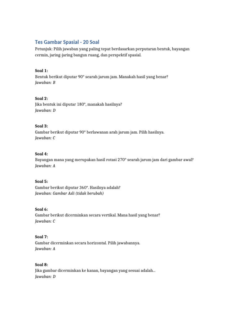 Soal Tes Gambar Spasial | PDF