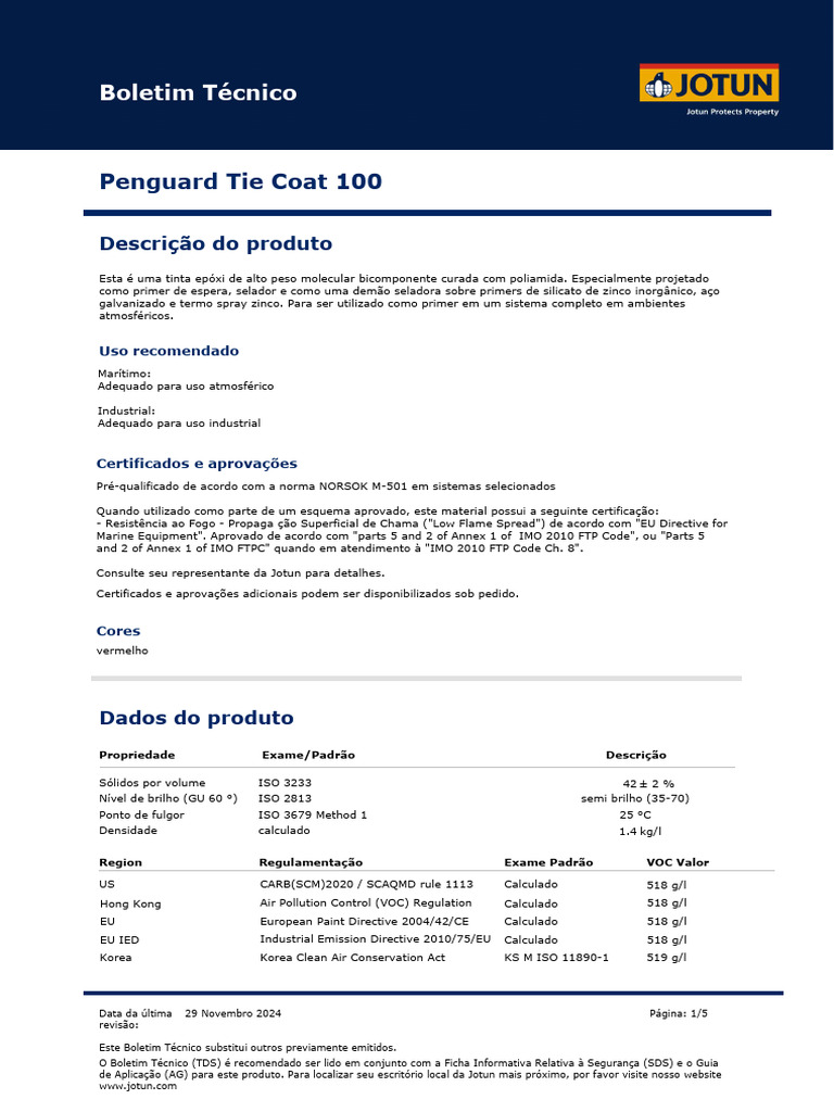 Tinta Epóxi Penguard Tie Coat 100 | PDF | Tinta | Temperatura