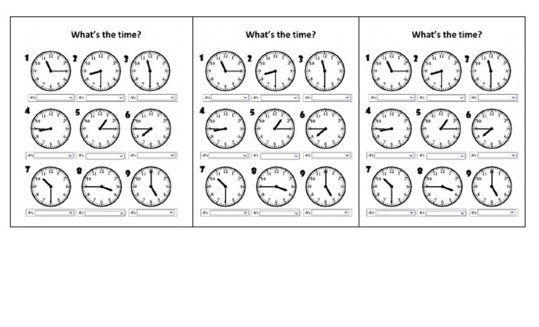 Telling The Time Exercise | PDF