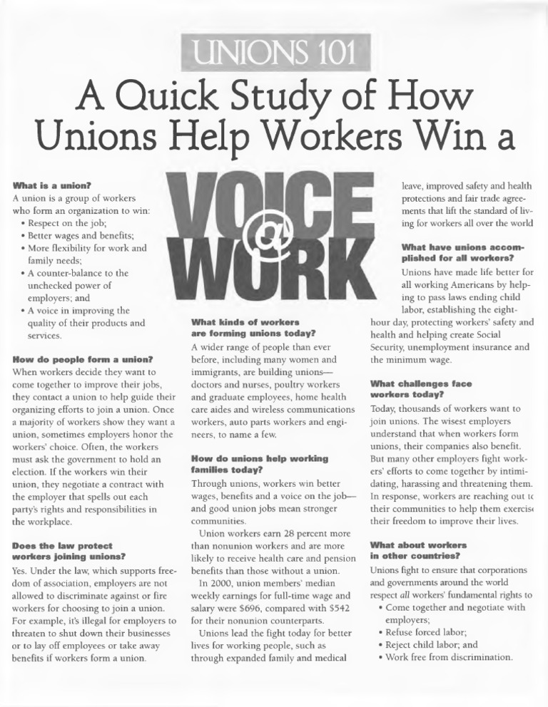 Union 101 | PDF | Trade Union | Employment