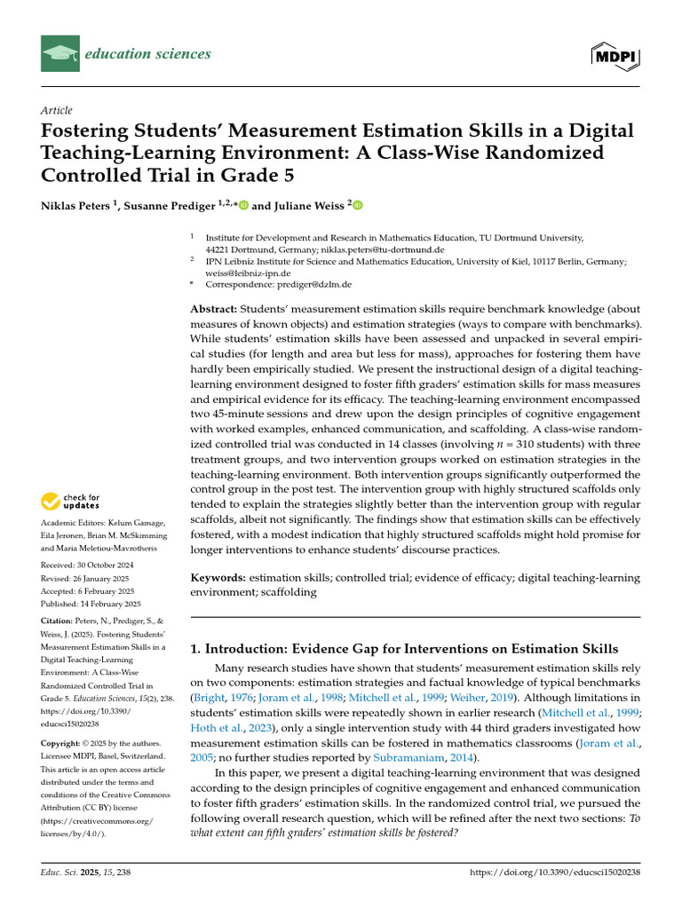 Fostering Students Measurement Estimation Skills | PDF | Learning ...