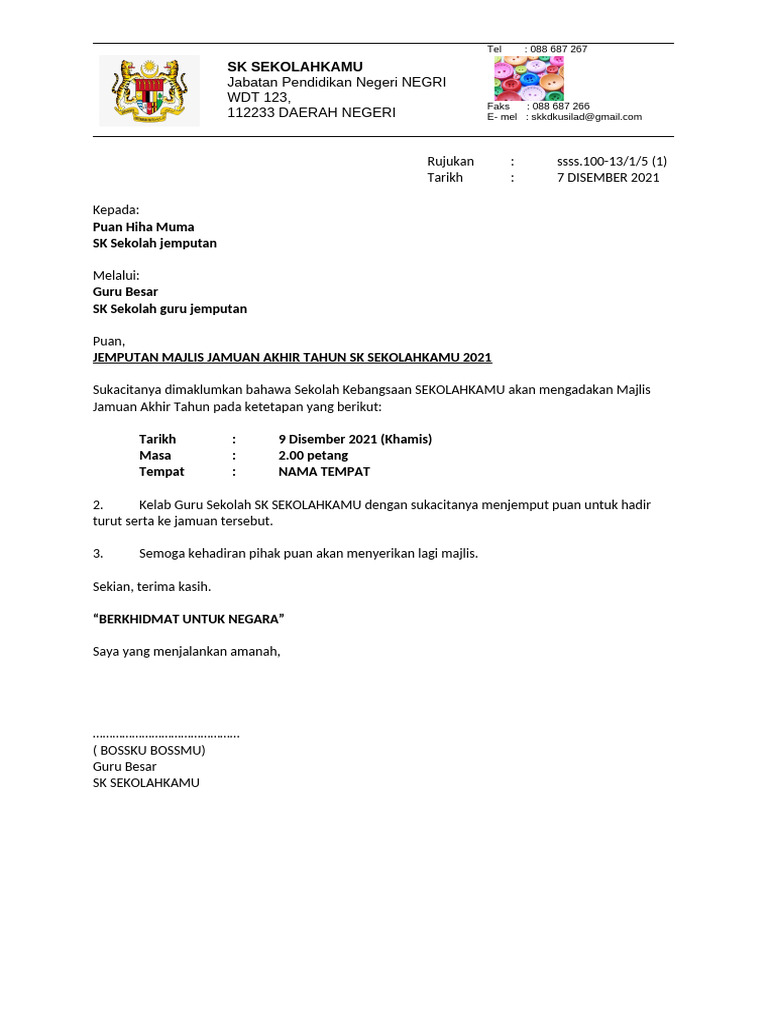 Template Surat Jemputan Guru | PDF