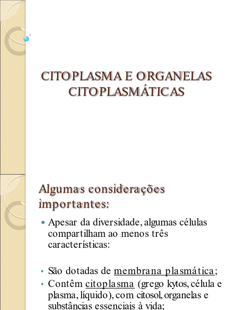 Citoplasma e Organelas Citoplasmticas PDF | PDF | Retículo ...