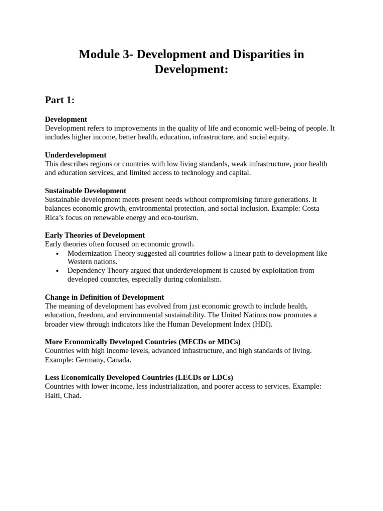 Development Disparities and Theories Explained | PDF | Cost Of Living ...