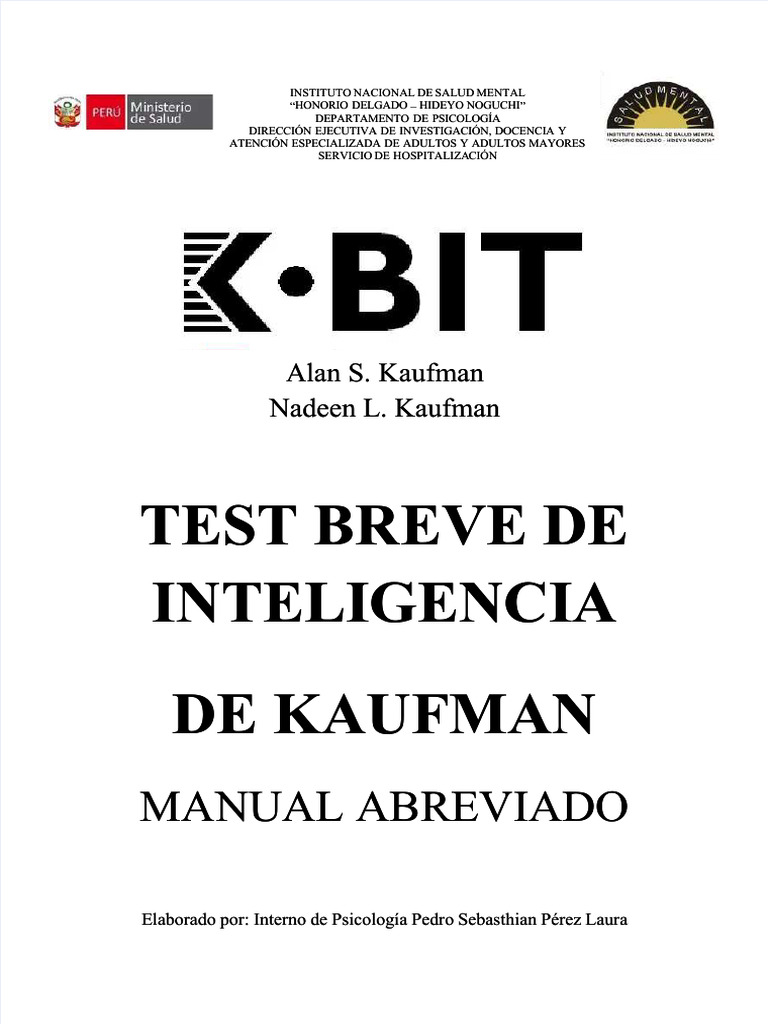 Manual del Test K-BIT de Kaufman | PDF | Inteligencia | Cociente de ...