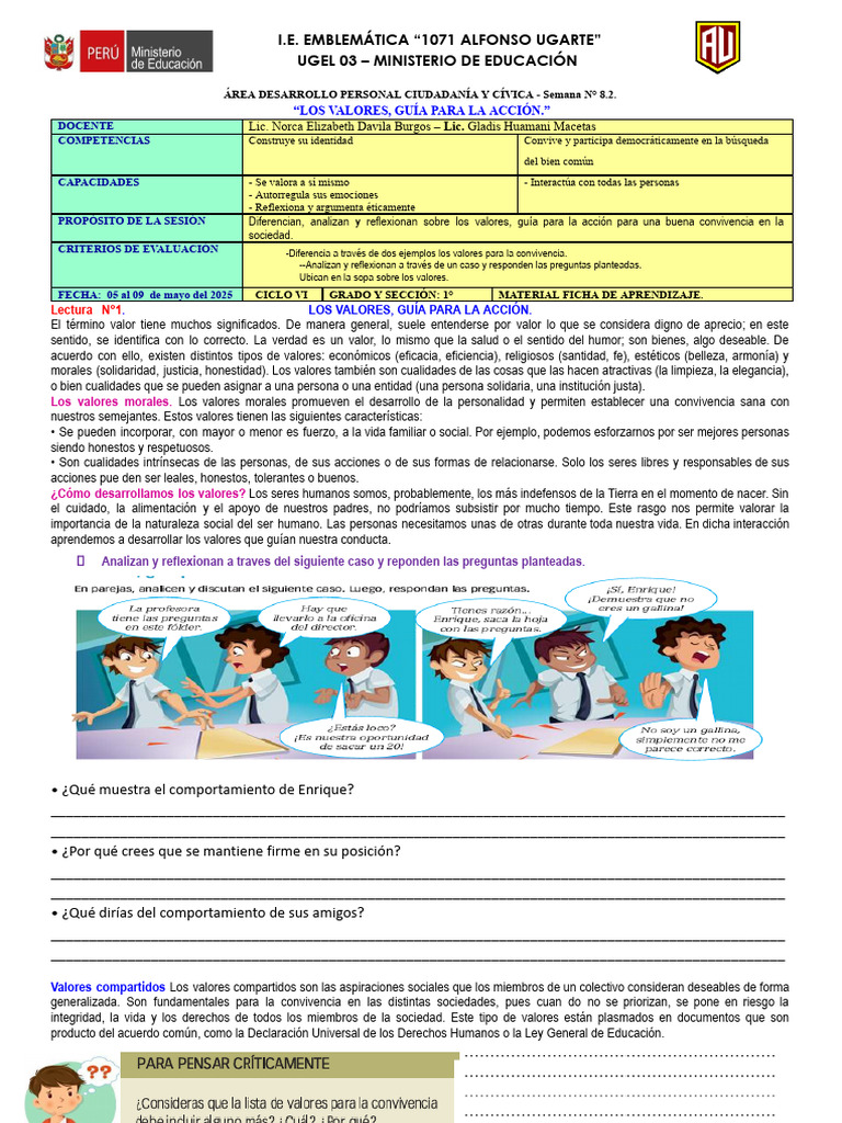 8.2. Ficha de Apren. DPCC 1°a.u. - I Bim | PDF | Justicia | Crimen y ...