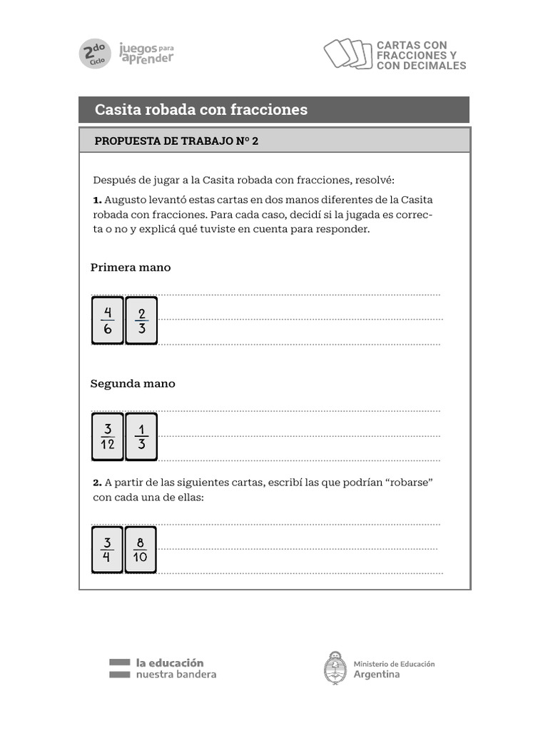 Fracc y Decim - 2o Ciclo - Fichas 2 | PDF
