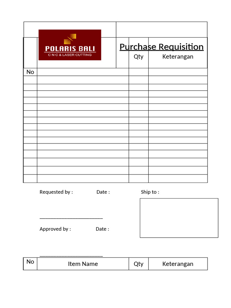 Form Purchase Requisition | PDF