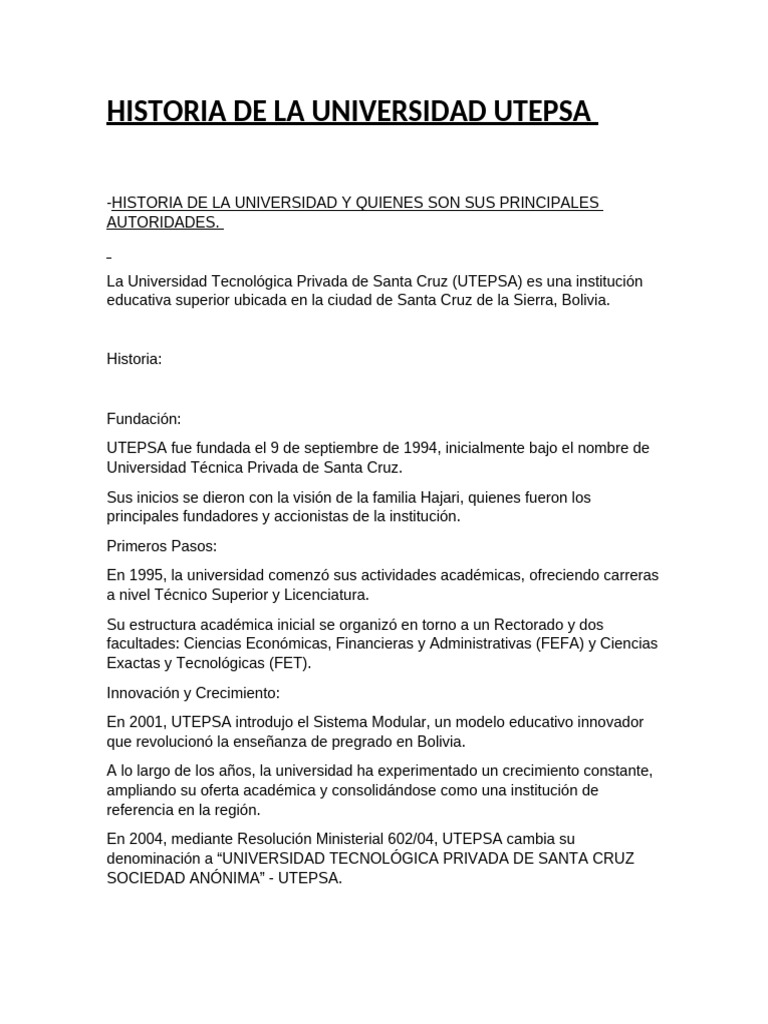 Historia de La Universidad Utepsa | PDF | Gestión de recursos humanos | Business