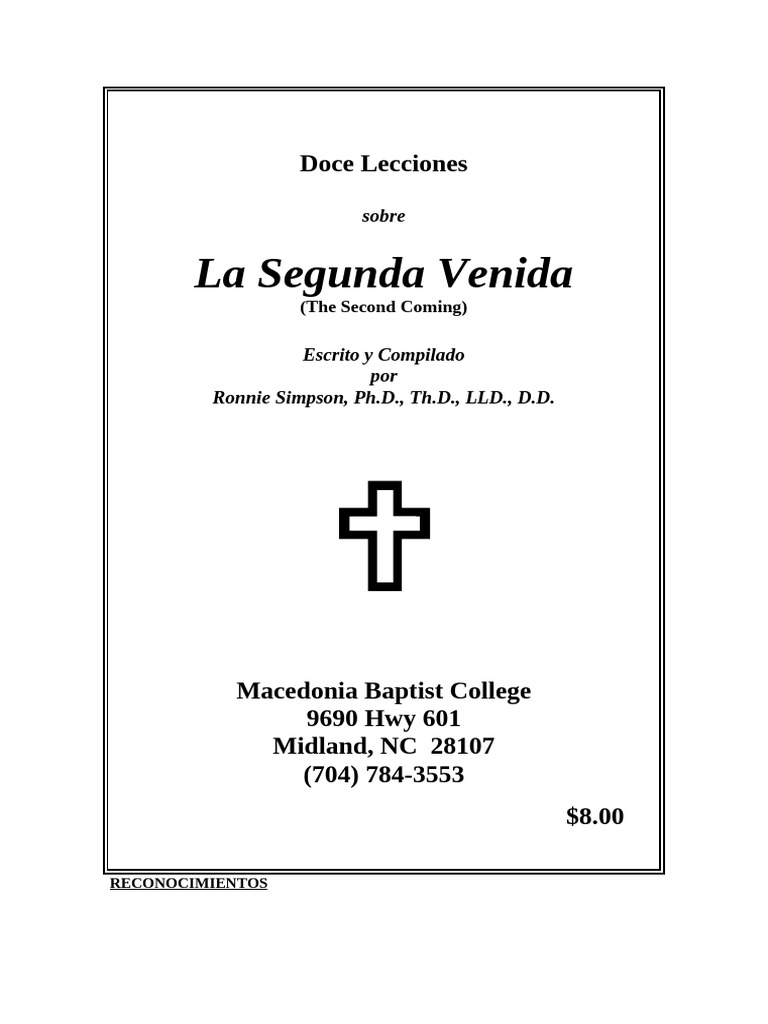 SEGUNDA VENIDA - The Second Coming | PDF | Cristo (título) | Daniel (figura bíblica)