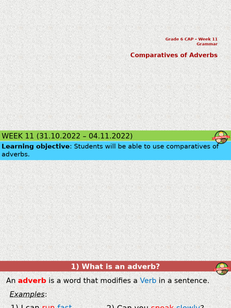 Comparatives of Adverbs | PDF | Adverb | Language Families