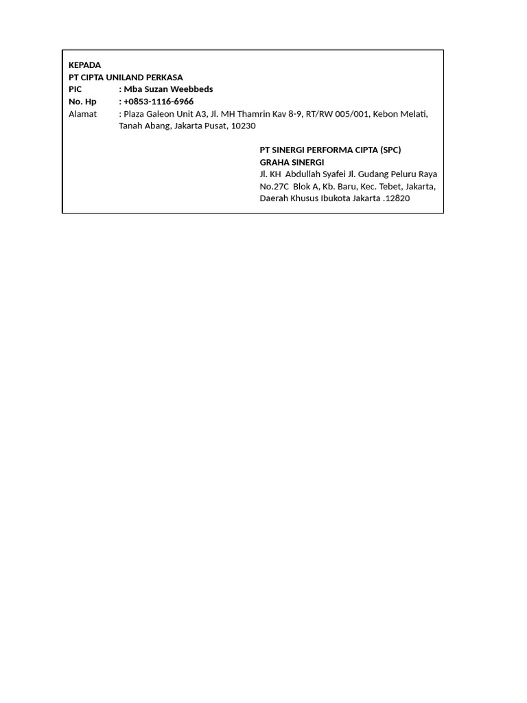 Template Pengiriman | PDF