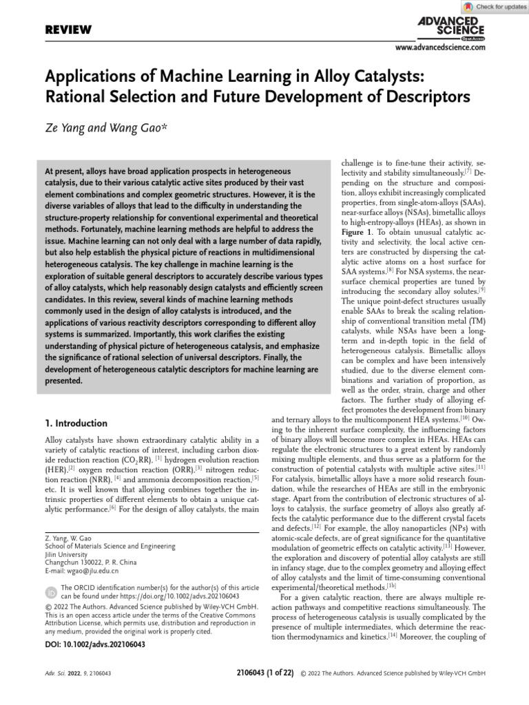 Machine Learning in Alloy Catalysts | PDF | Catalysis | Deep Learning