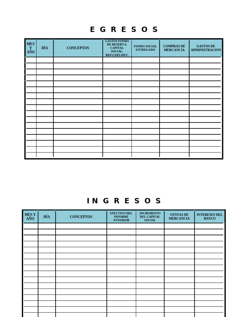 Formato de Ingresos y Egresos de Consumo | PDF