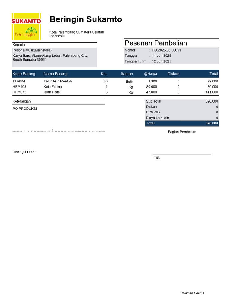 Pesanan Pembelian Default Beringinsukamto 250611175805 | PDF