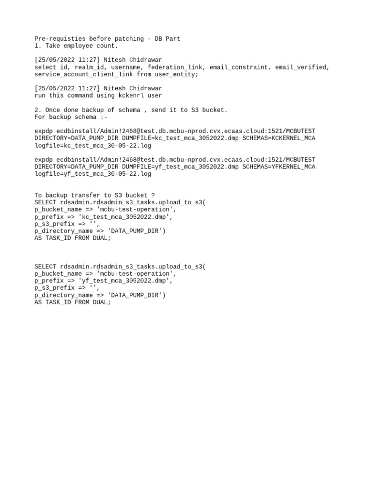 How To Do DB Part of OS Patching | PDF