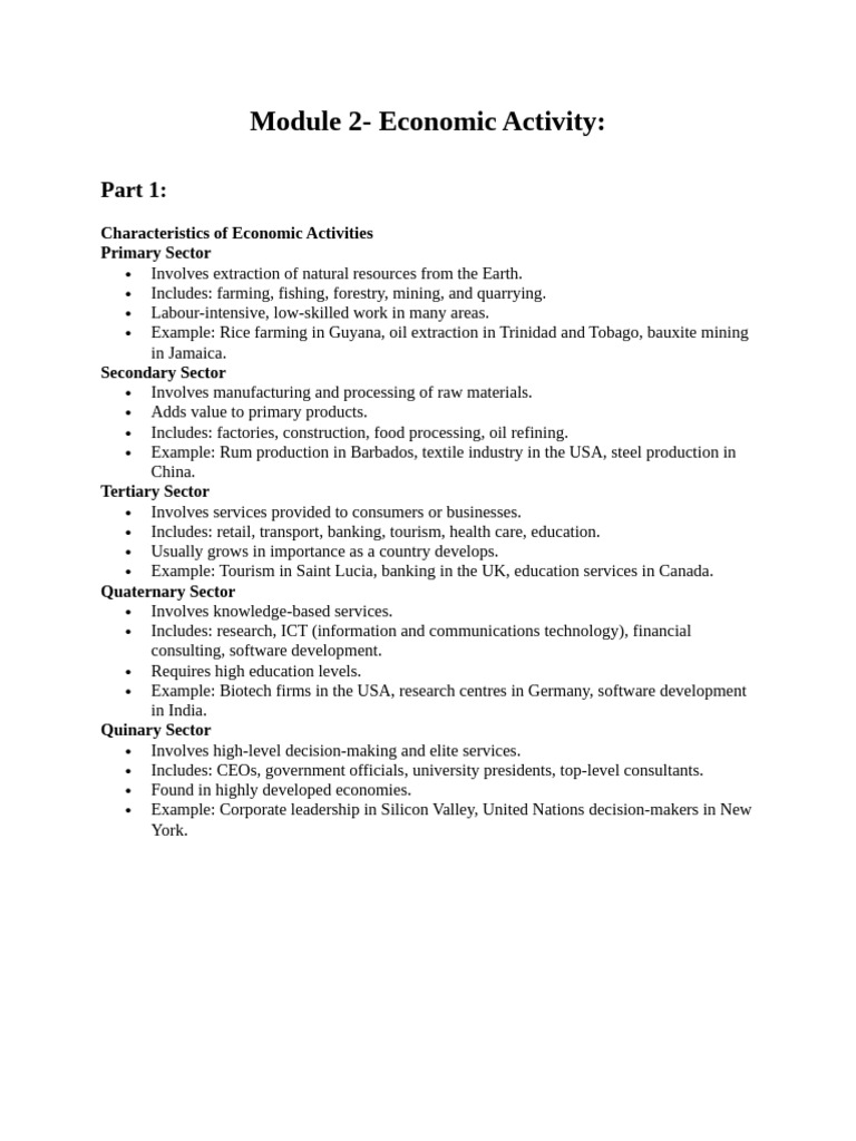 My CAPE Geography Unit 2 Module 2 Notes | PDF | Agriculture | Tourism