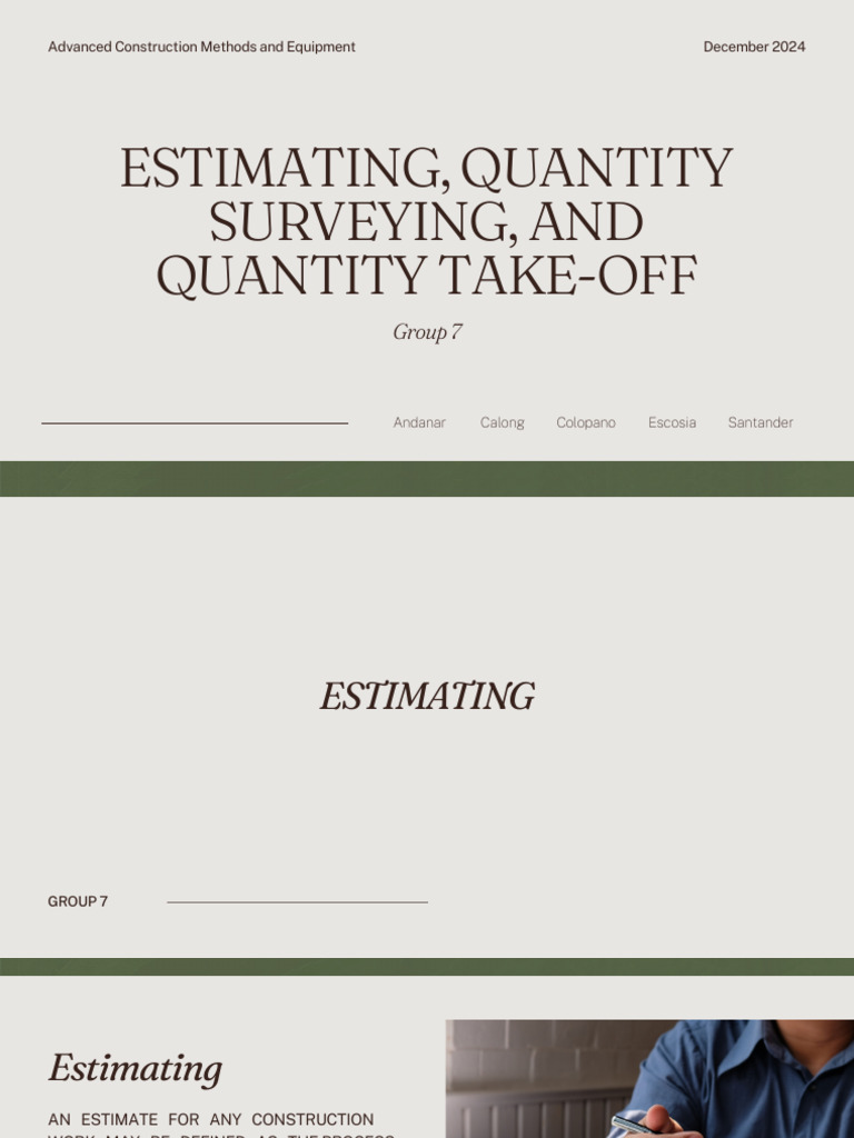Estimating and Quantity Surveying Guide | PDF | Feasibility Study ...
