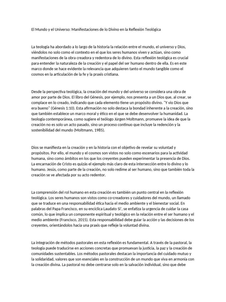 El Mundo y El Universo | PDF | Teología | Dios